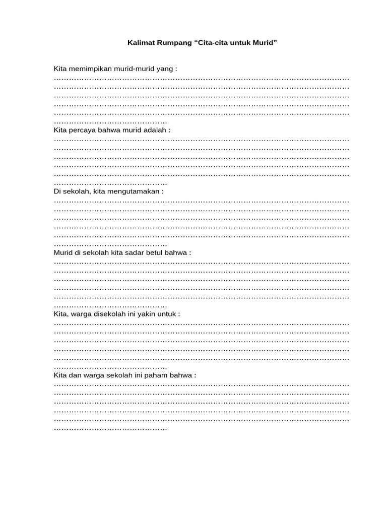 Kalimat Rumpang "Cita-Cita Untuk Murid" - Google Dokumen | PDF