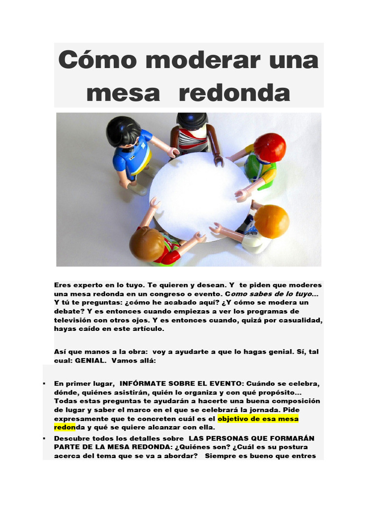 Guía Para Moderar Una Mesa Redonda Pdf