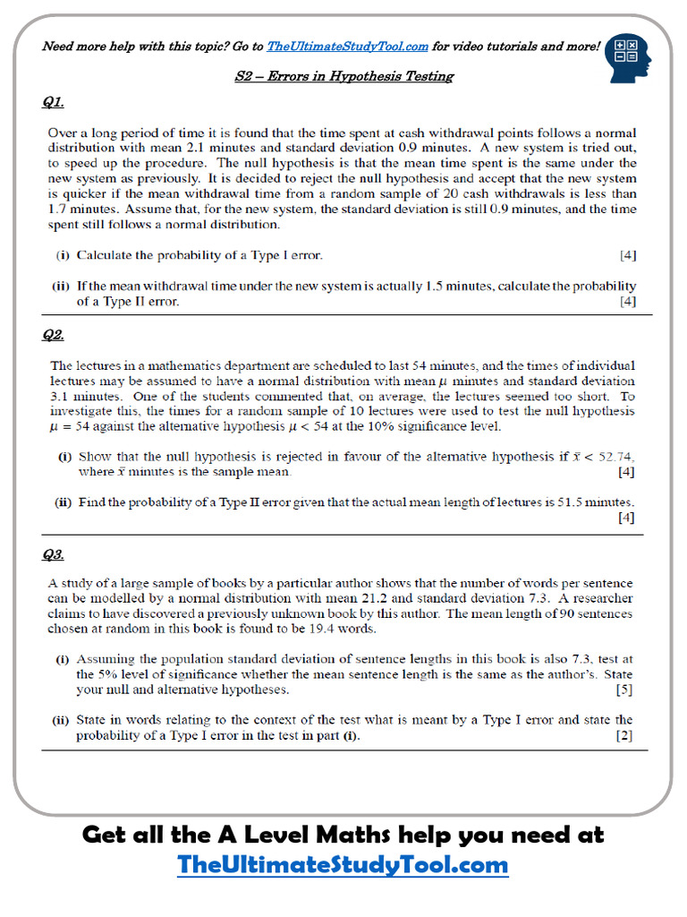 Hypothesis Testing Errors Explained | PDF