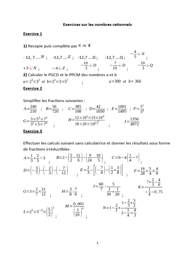 Recueil D Exercices Math 4ème | PDF