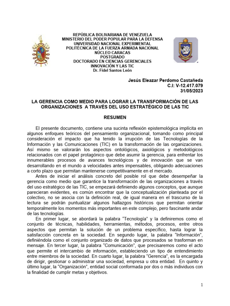 Transformación Organizacional y TIC | PDF