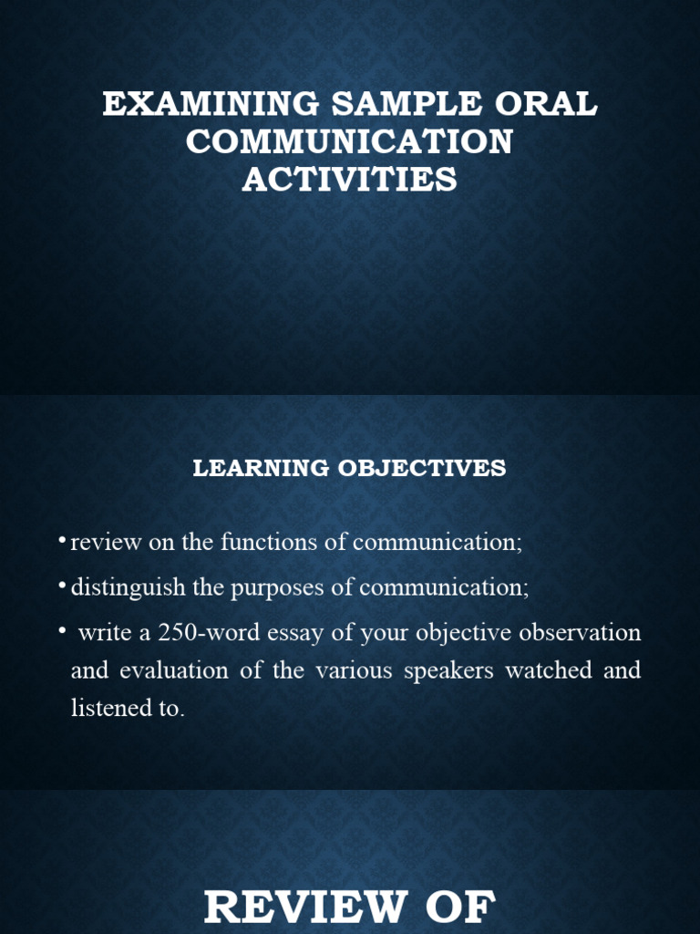 Oral Communication Activities Guide | PDF