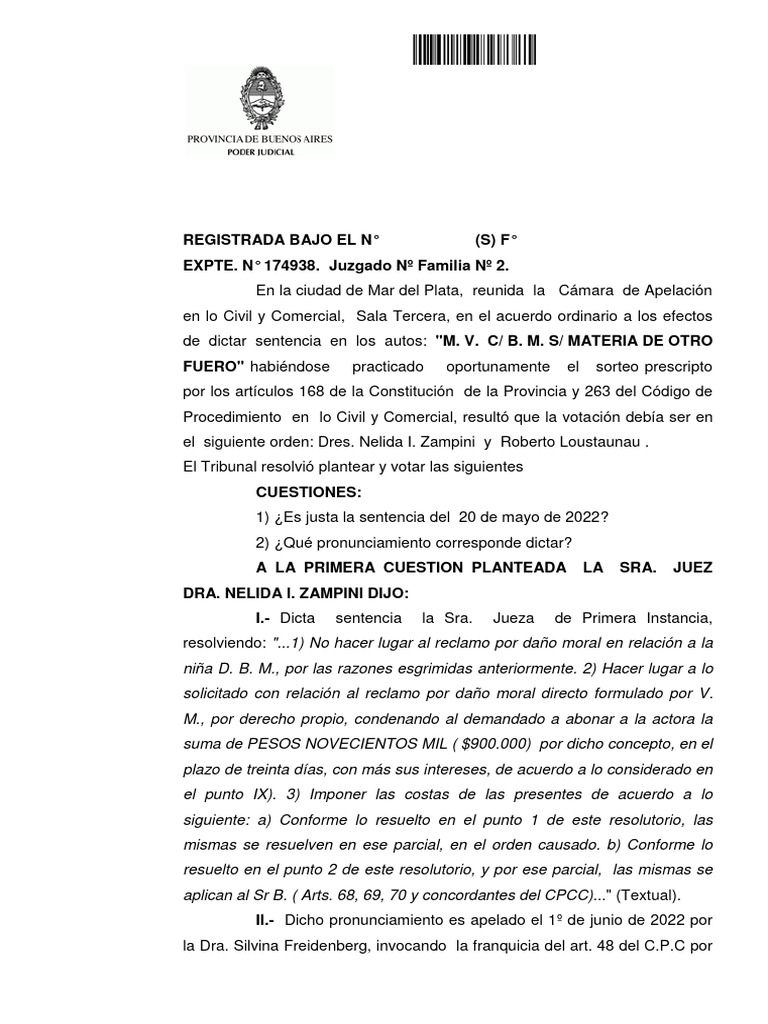 Falta de Reconocimiento Del Progenitor. Daño Moral Directo e Indirecto ... Falta de Reconocimiento Del Progenitor. Daño Moral Directo e Indirecto ...