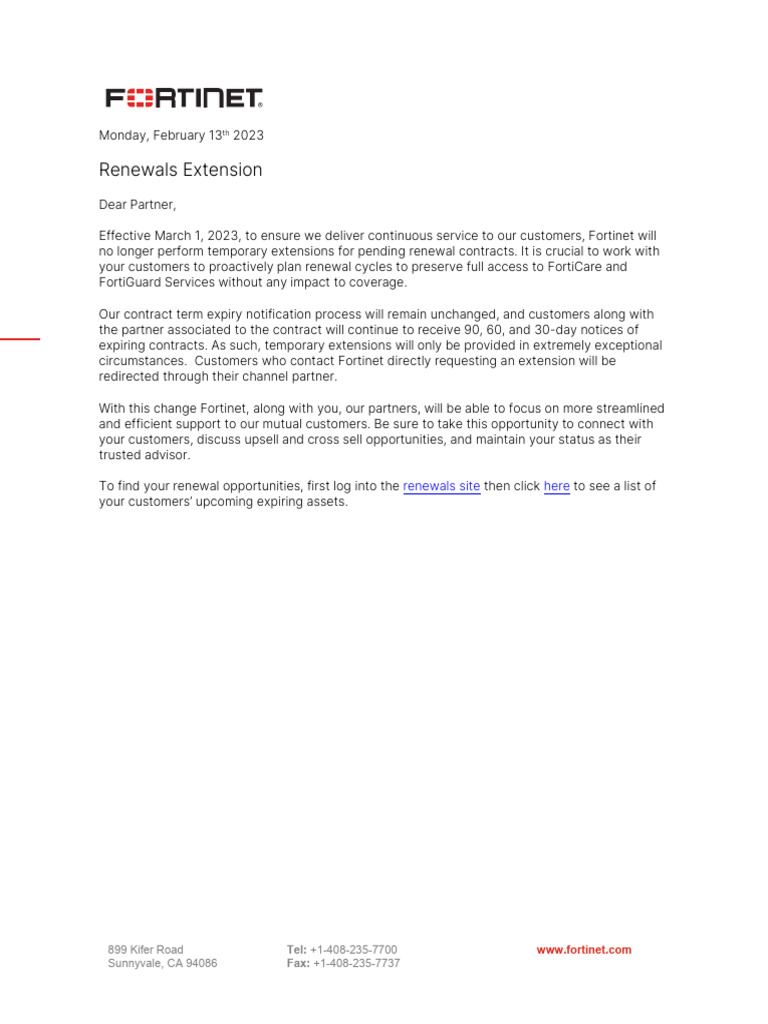 Partner Renewal Policy Update | PDF