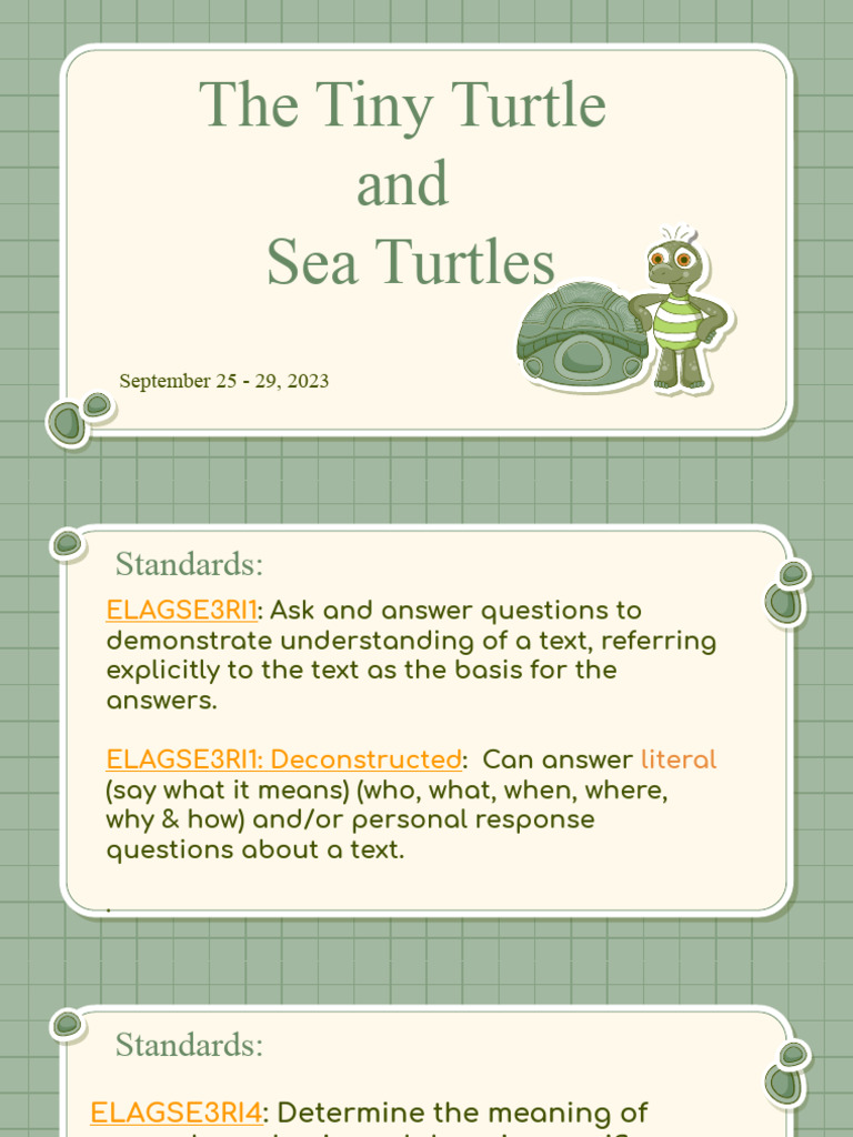 The TIny Turtle and Sea Turtles Comparison | PDF