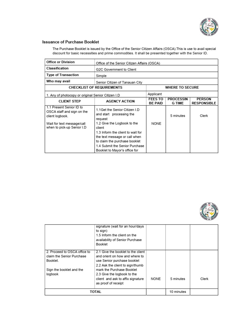 Issuance of Purchase Booklet | PDF