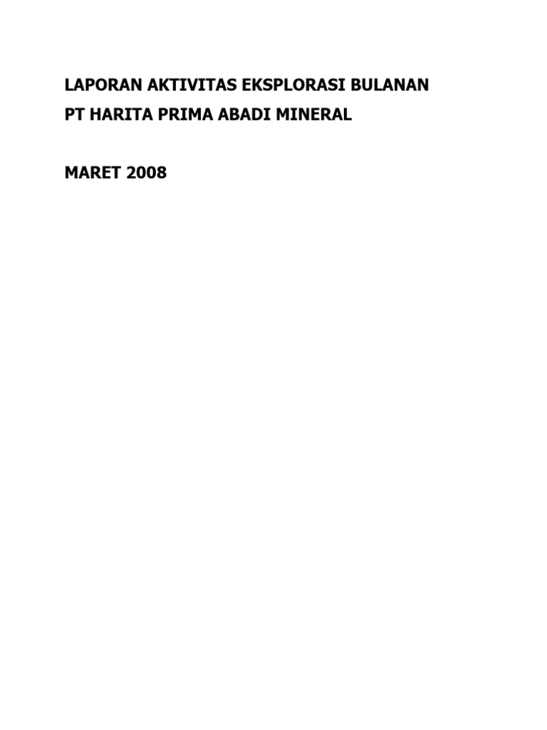 Laporan Eksplorasi Bulanan Maret 2008 | PDF
