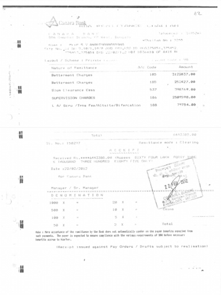69 BDA Remittance Challan | PDF
