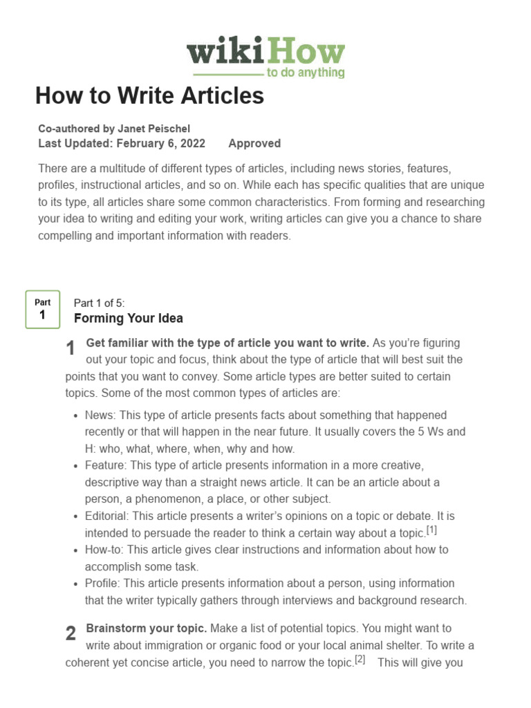 How To Write Articles (With Pictures) - Wikihow | PDF