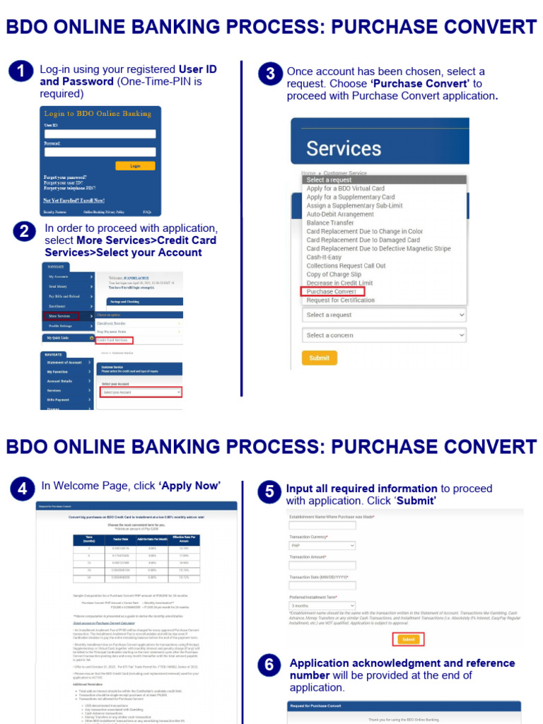 Purchase Convert BDO Online Banking Step by Step Process v092722 | PDF
