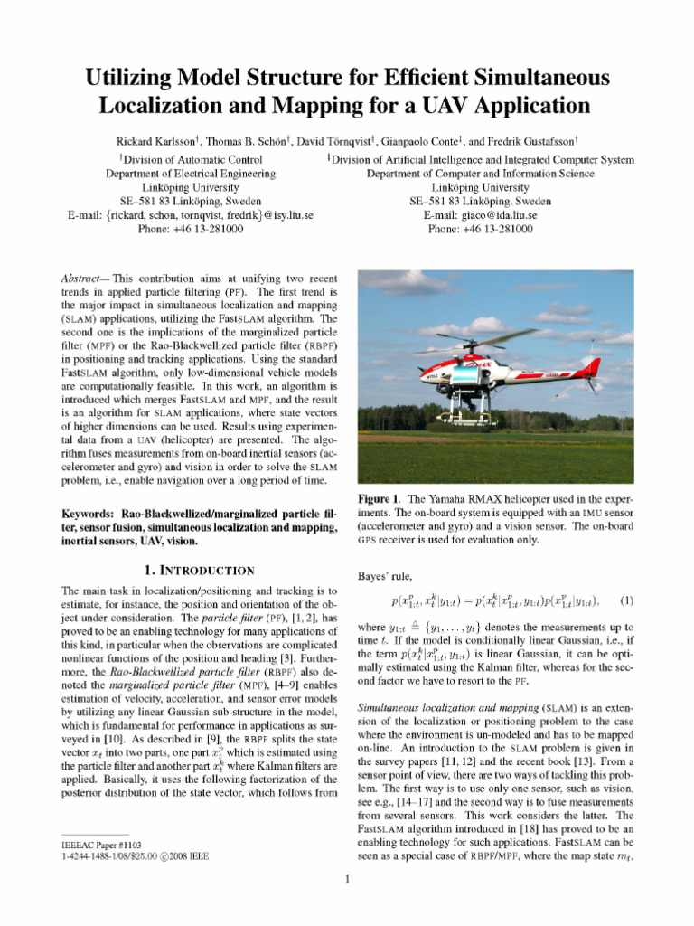 10 - Utilizing Model Structure For Efficient Simultaneous Localization and Mapping For A UAV ...