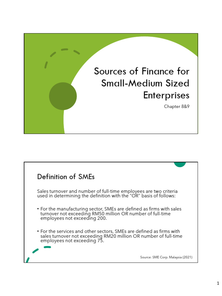 Chapter 8&9 Sources of Finance For SMEs | PDF