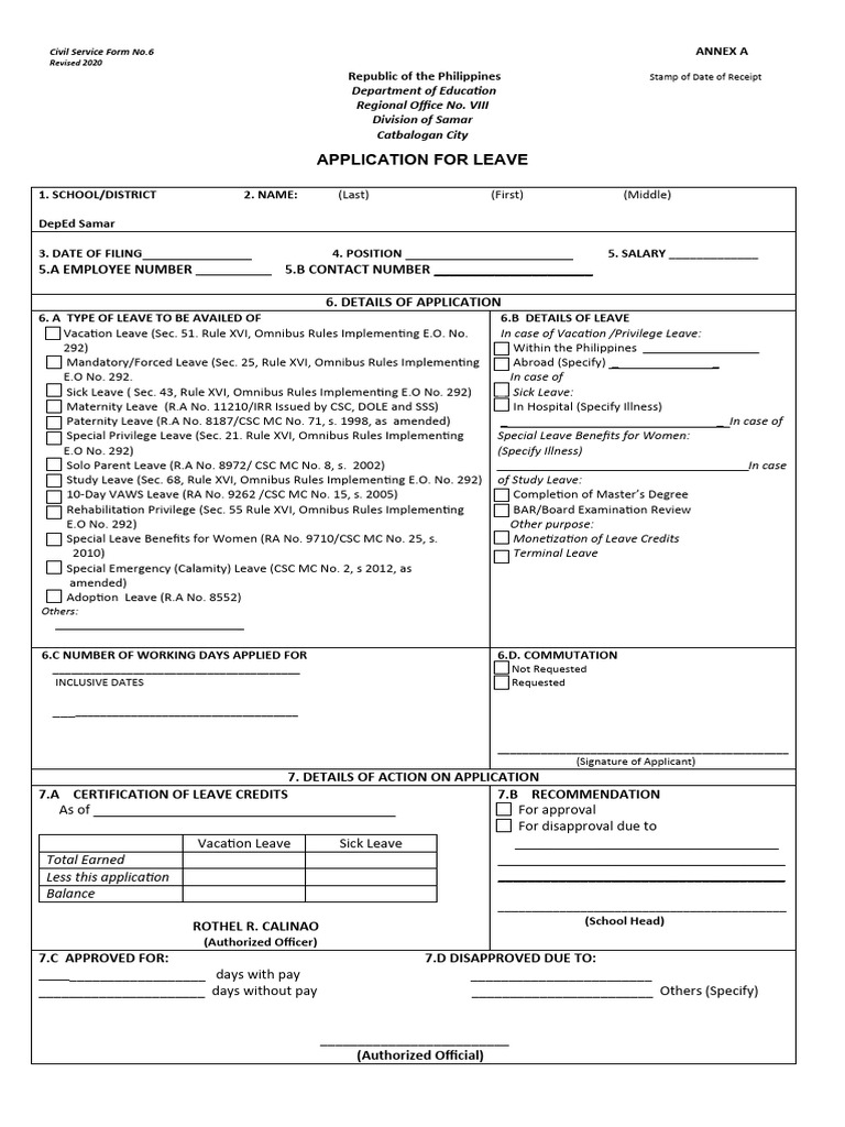 New LEAVE FORM Page 1 | PDF