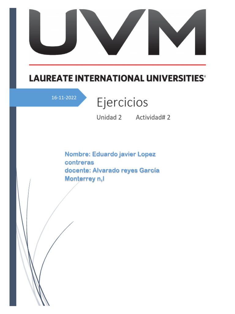 U2 ACT#2 Ejercicios | PDF