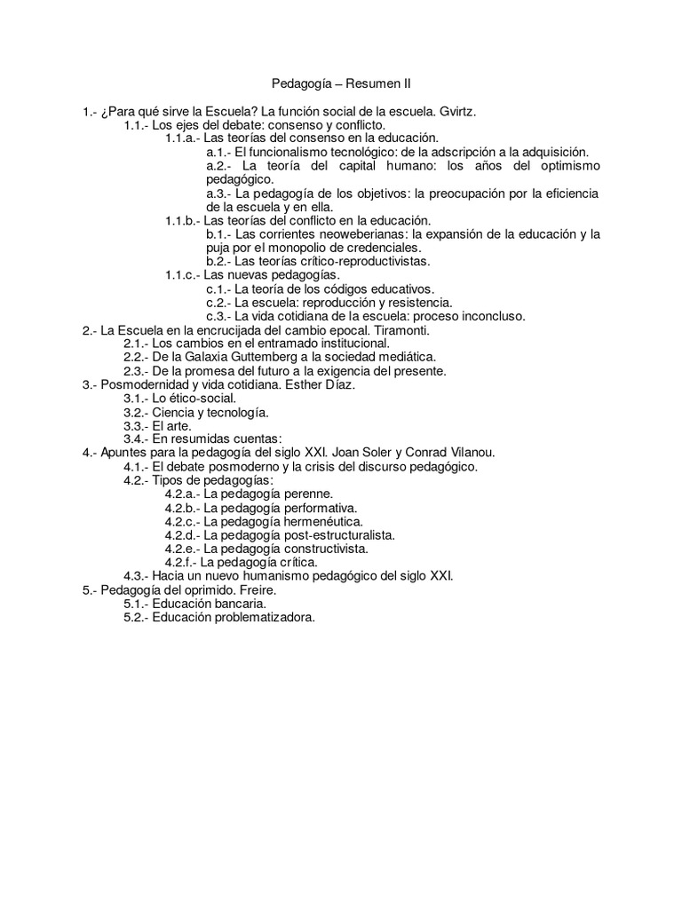 Pedagogía - Resumen II | PDF