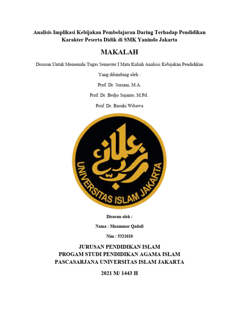 Makalah Analisis Kebijakan Pendidikan | PDF Makalah Analisis Kebijakan Pendidikan | PDF