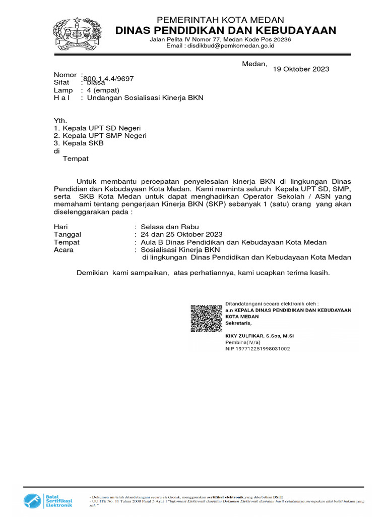 Surat Sosialisasi SKP-TTD | PDF