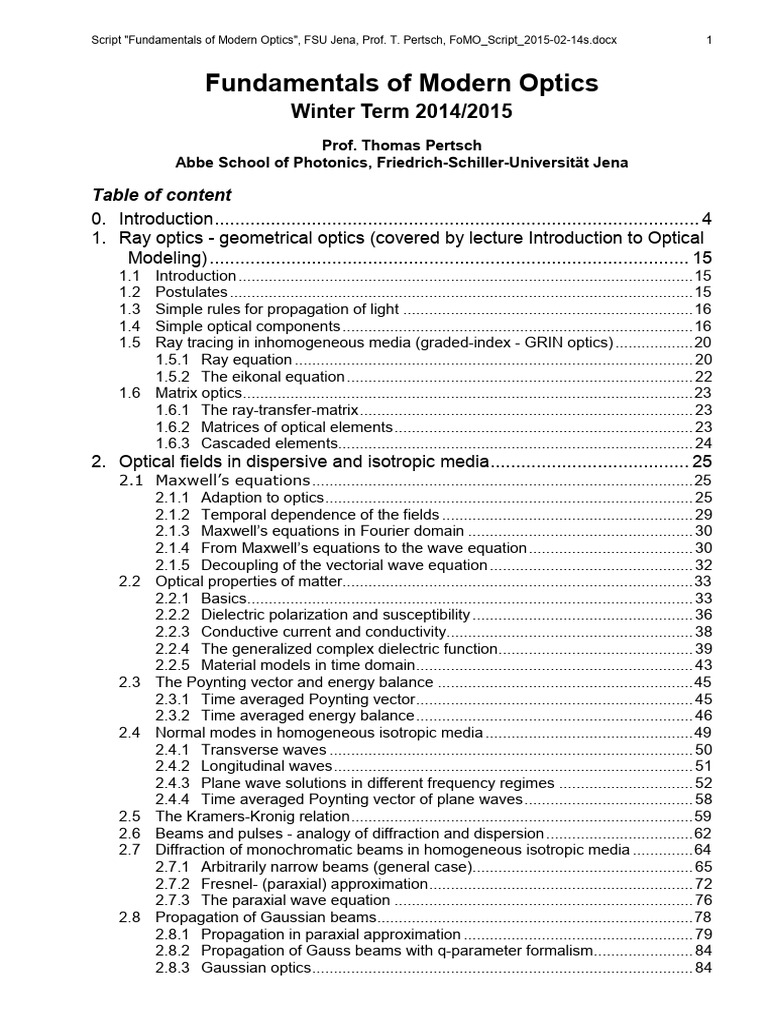 Fundamentals of Modern Optics | PDF