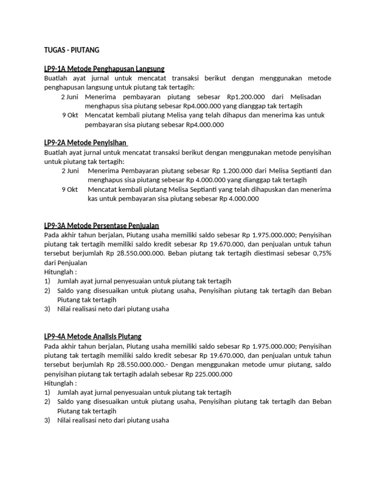 10 Tugas Piutang | PDF