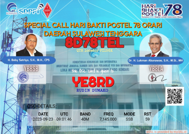 MyQSL YE8RD 40m SSB 8D78TEL | PDF