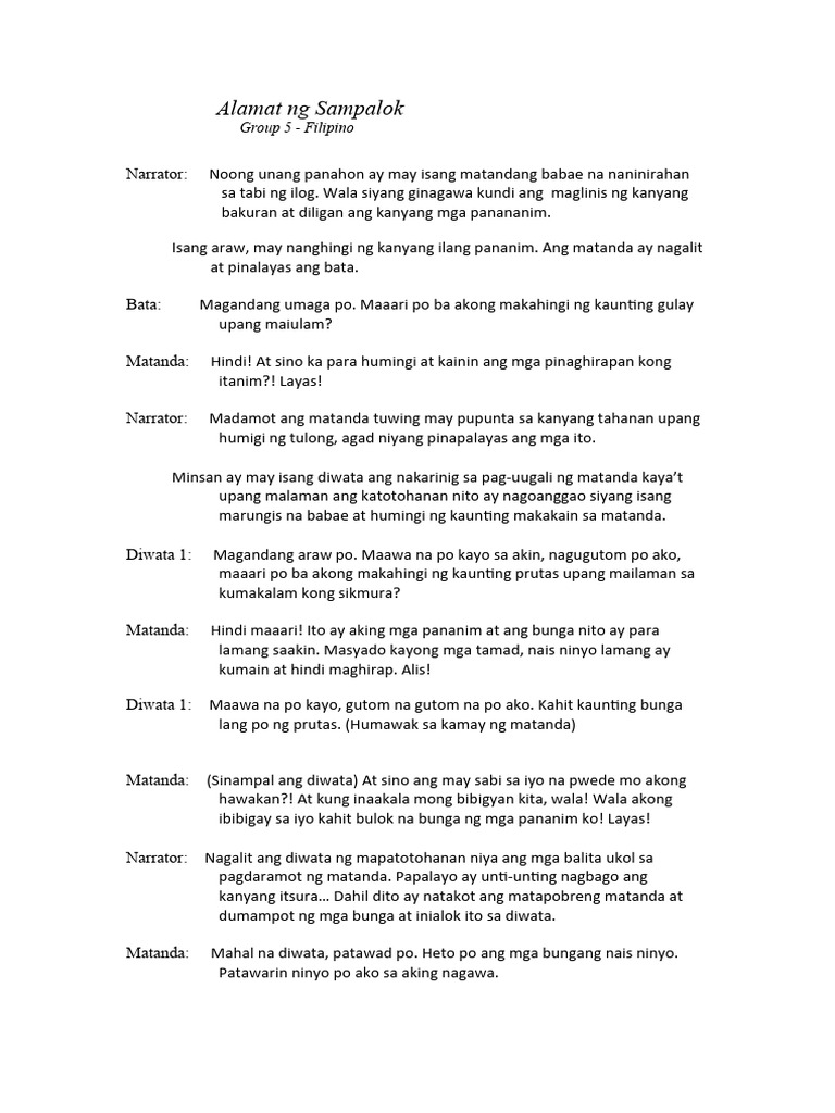 Alamat NG Sampalok | PDF