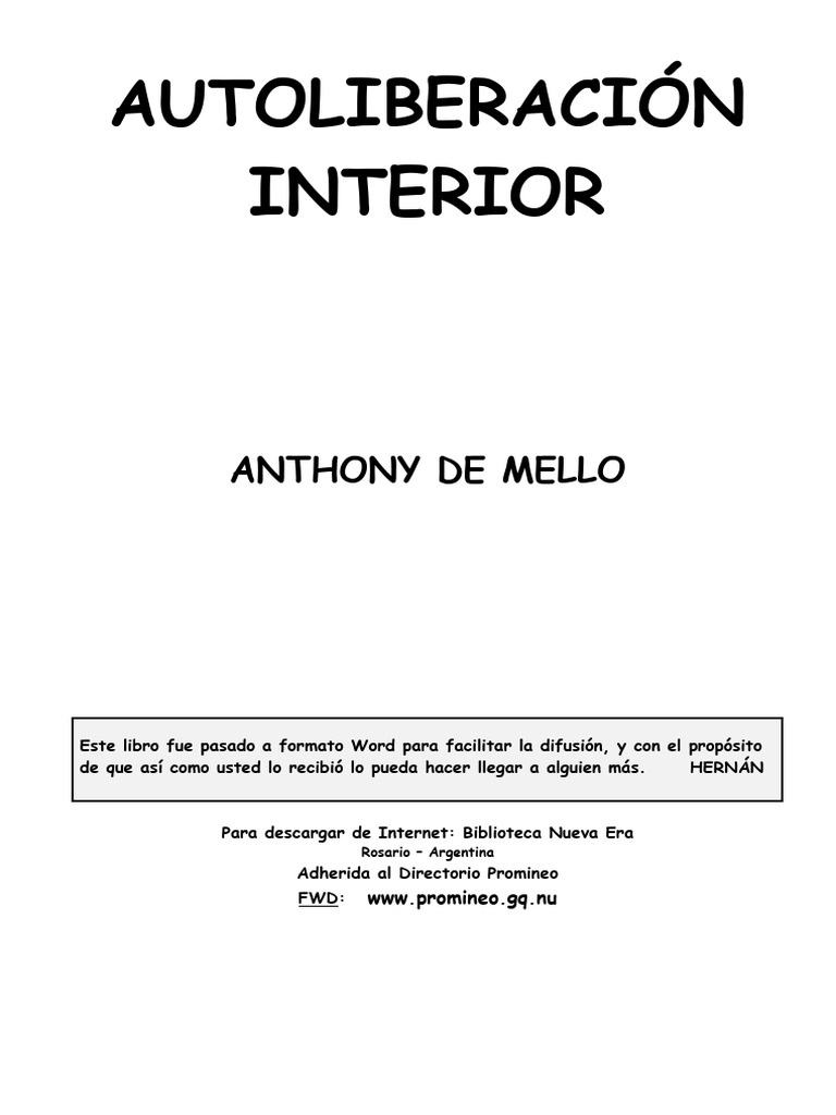 Autoliberación Interior de Anthony de Mello | PDF | Amor | Felicidad