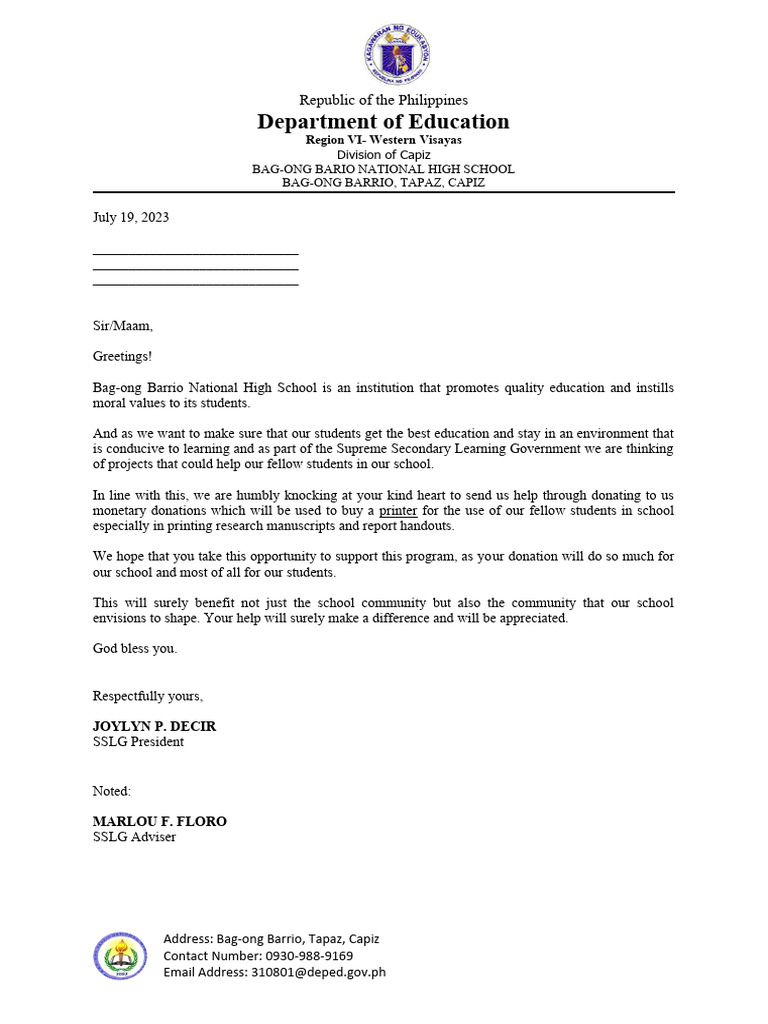 Solicitation Letter | PDF