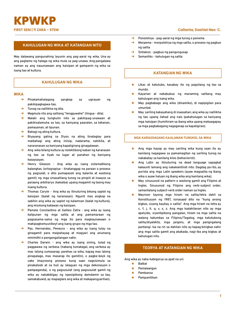 KPWKP - KomPan (Midterms, 1st Q) | PDF