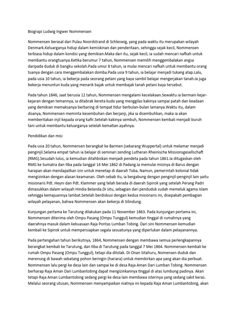 Biograpi Ludwig Ingwer Nommensen | PDF