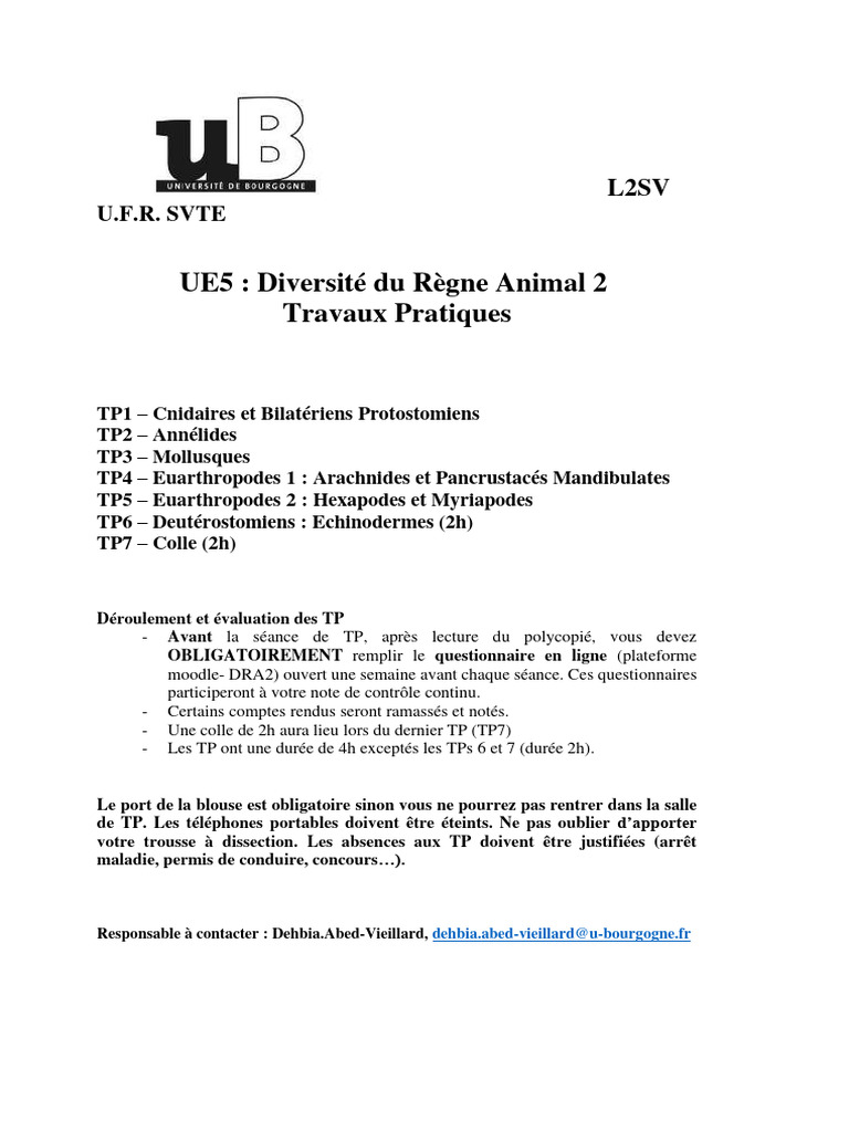 TP sur Cnidaires et Bilatériens | PDF