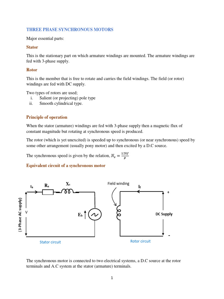 Advantages and Disadvantages of Synchronous Motors | PDF