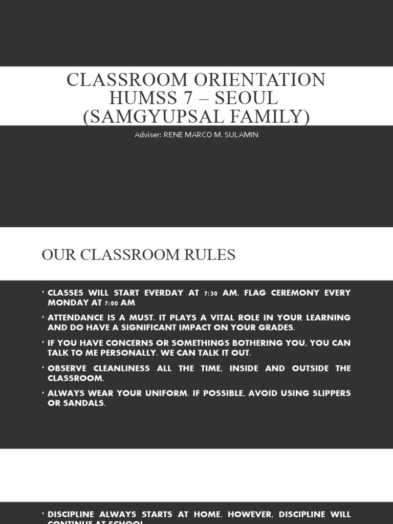 Classroom Orientation | PDF