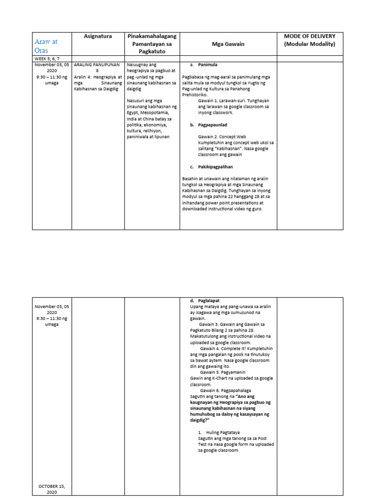 MDH Wk5 To Wk7 Lesson 4 Modular Individual Learning Plan | PDF