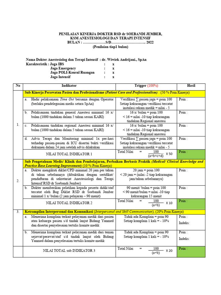 OPPE Anestesiologi Dan Terapi Intensif 2022 Fixed | PDF