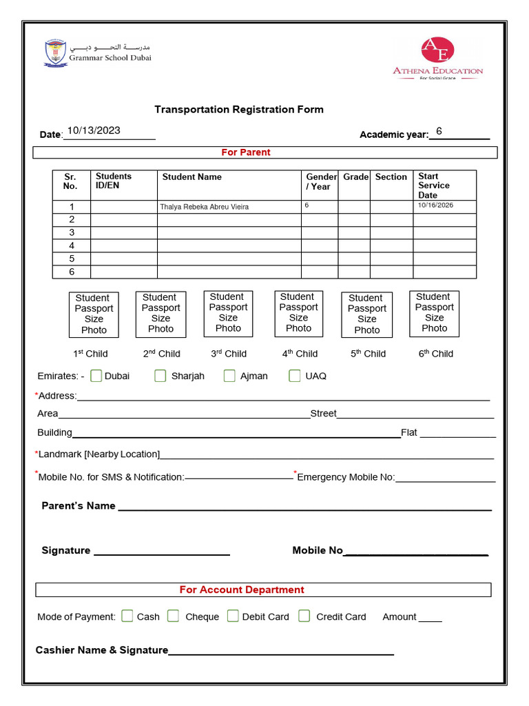Transport Registration Form1 | PDF