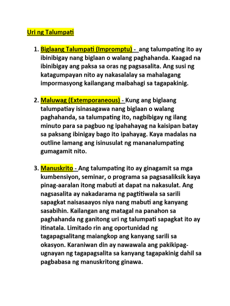 Pagsulat NG Talumpati | PDF