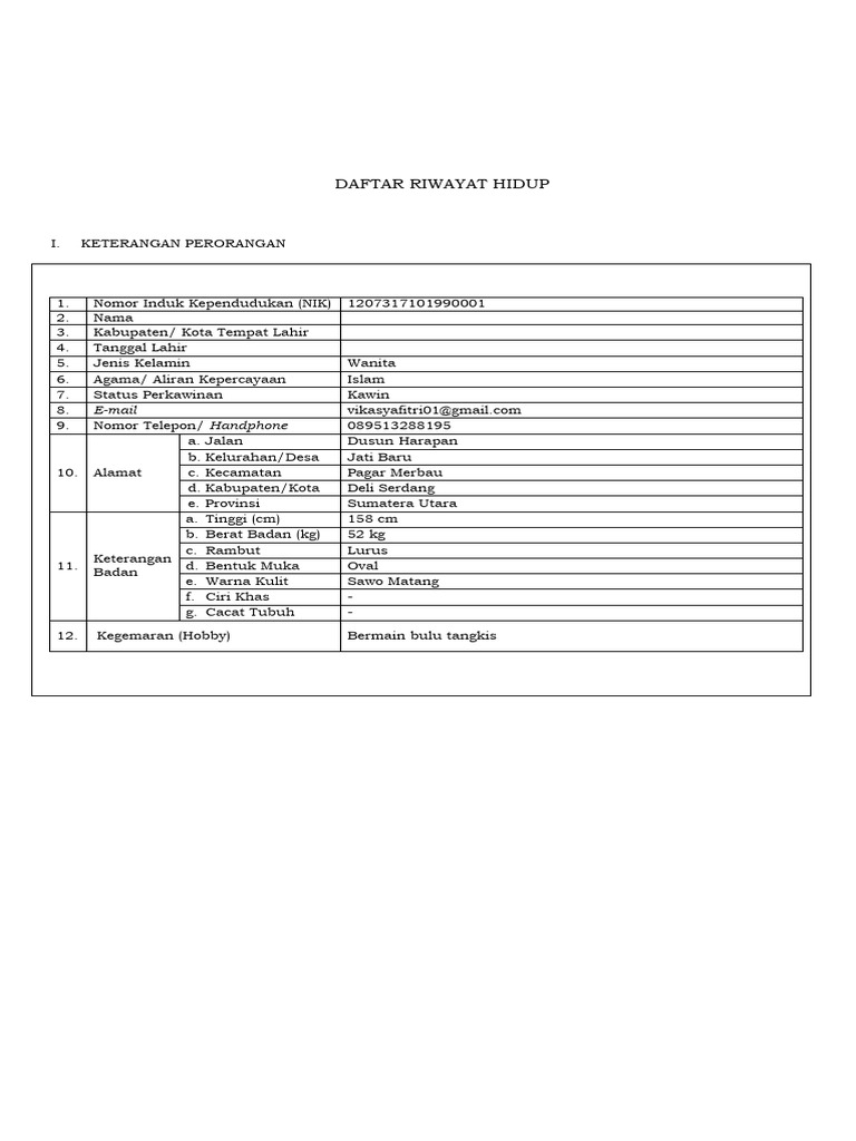 Daftar Riwayat Siap-1 | PDF