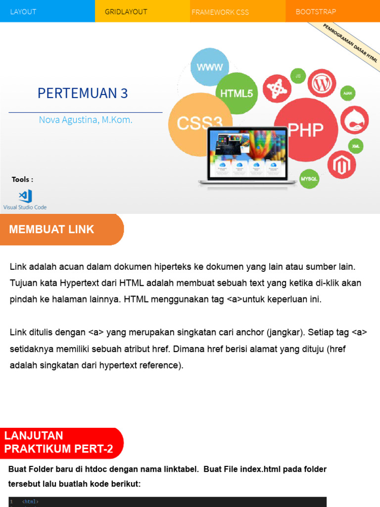 Pertemuan 3v2 - Layouting Using GRID and Framework CSS | PDF
