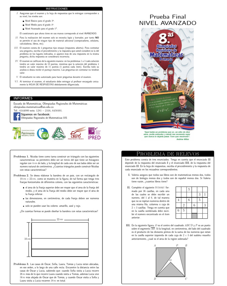 Prueba Final Nivel Avanzado 2019 | PDF | Matemáticas