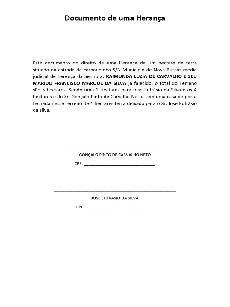 Documento de Uma Herança | PDF