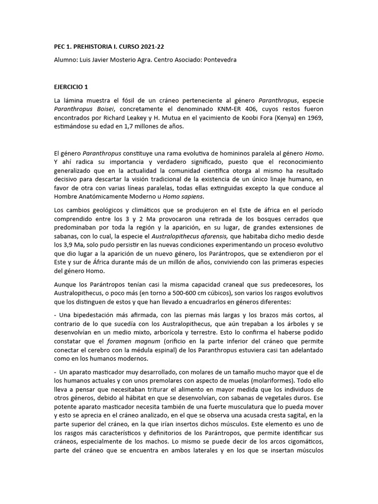 PEC 1 Prehistoria I 2021-22 | PDF