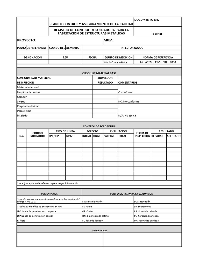 Formato de Inspeccion de Estructura Metalica | PDF