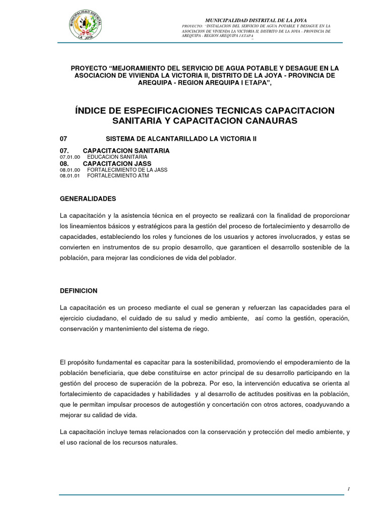 Et Capacitacion Sanitaria y Jass | PDF