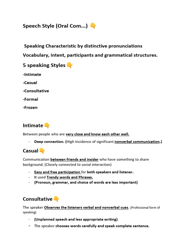 Understanding Speech Styles and Functions | PDF