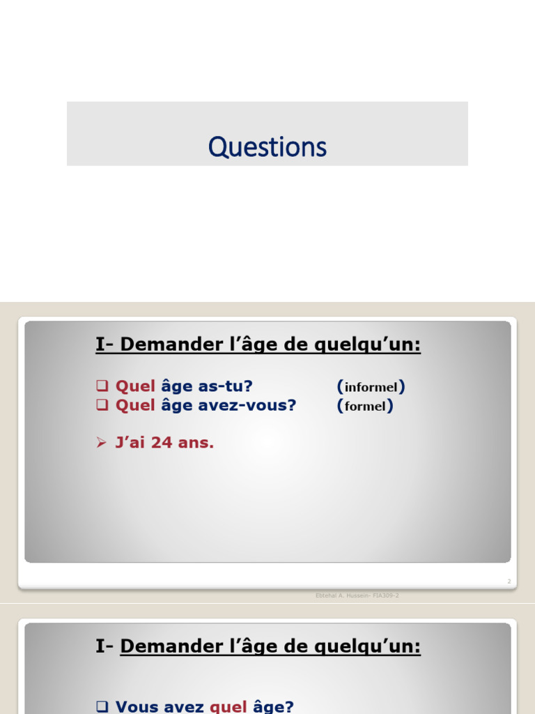 French QUESTIONS | PDF