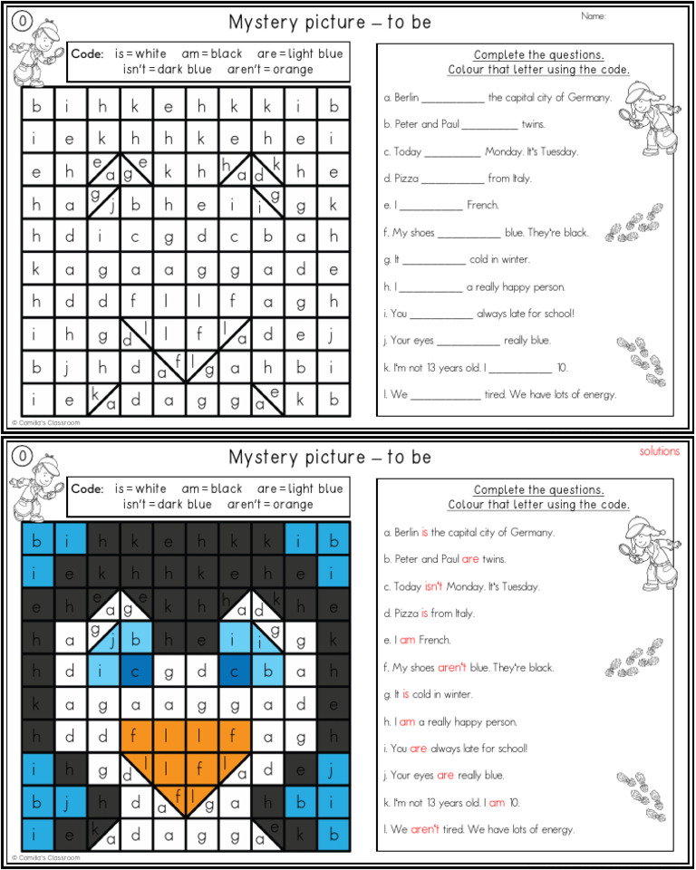 Mystery Picture - Verb - To Be | PDF