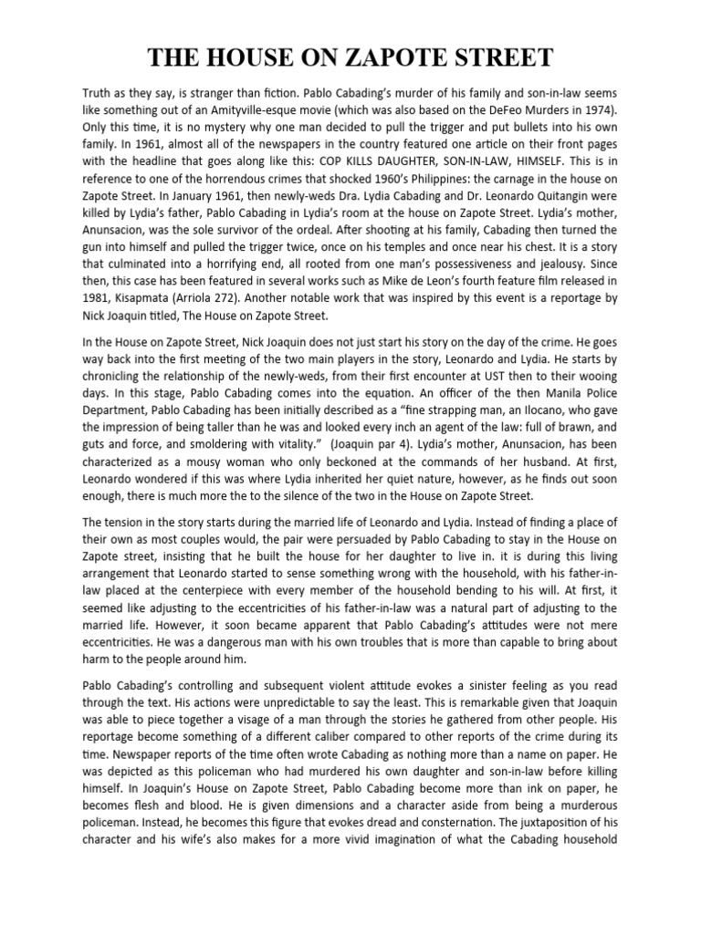 The House On Zapote Street | PDF