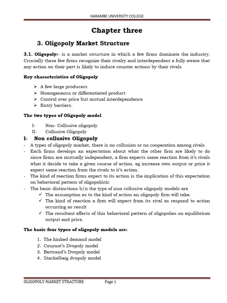 Oligopole Market Structure | PDF