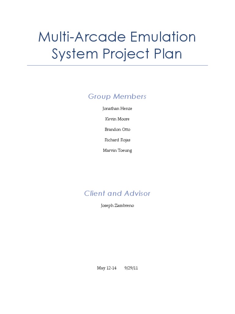 Multi-Arcade Emulation System Project Plan: Group Members | PDF | Video ...