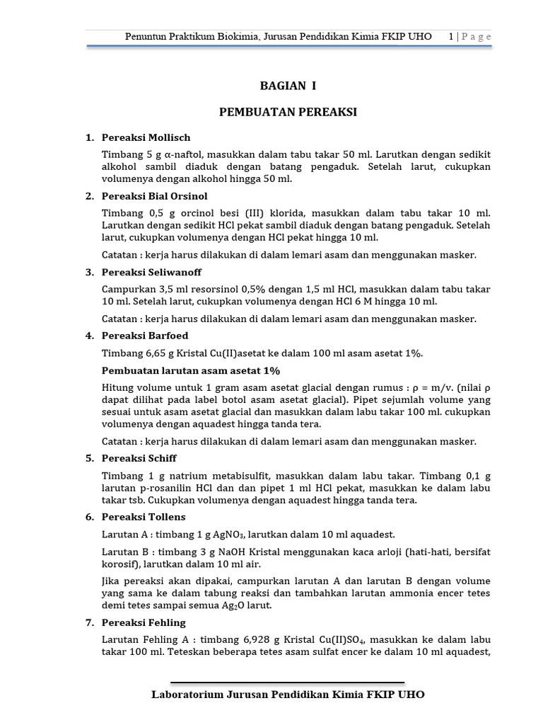 Penuntun Prakt Biokimia 2022 | PDF